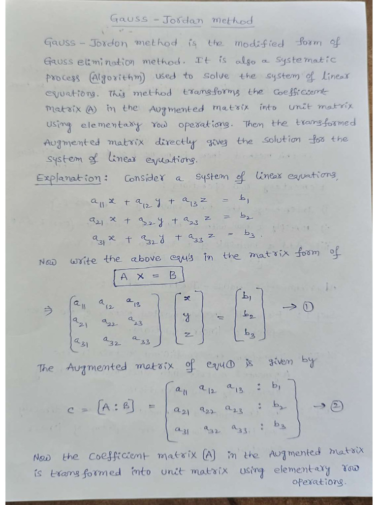 Gauss Jordan Method | PDF