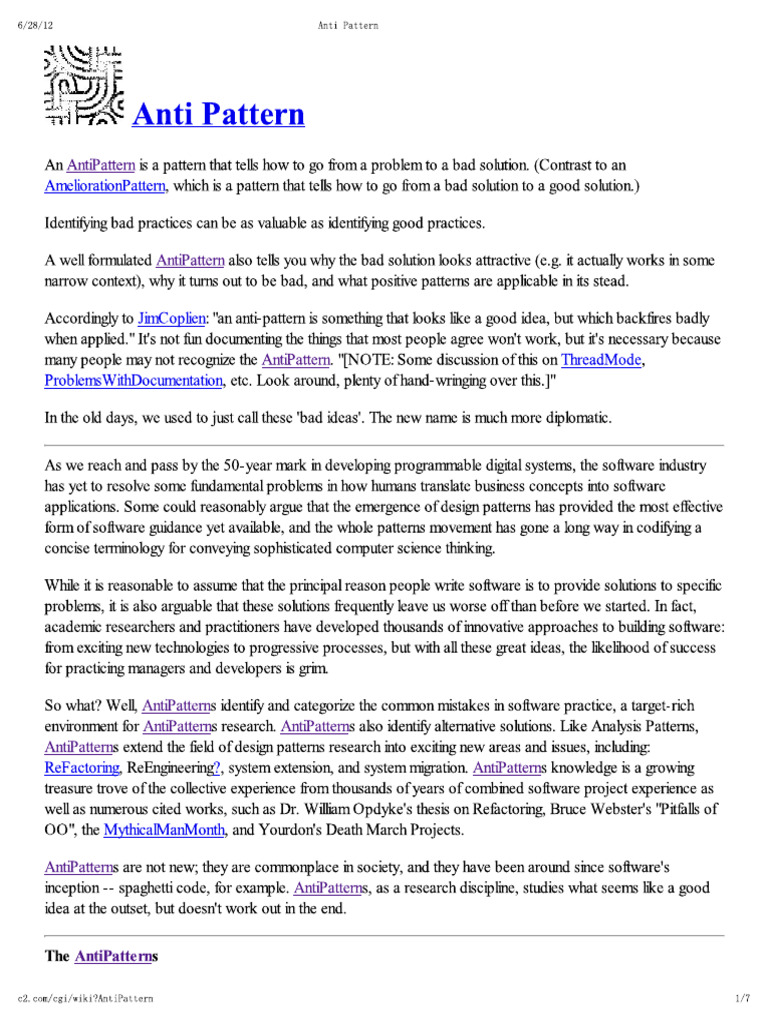 Anti Pattern | PDF