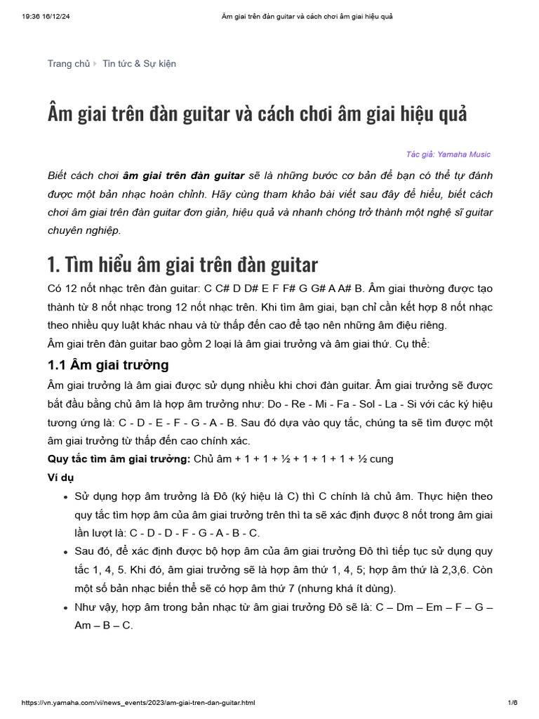 Âm Giai Trên Đàn Guitar Và Cách Chơi Âm Giai Hiệu Quả | PDF