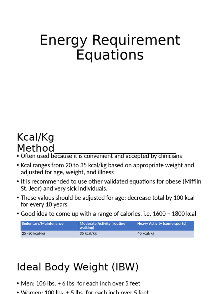 Energy Requirement Calculations Guide | PDF
