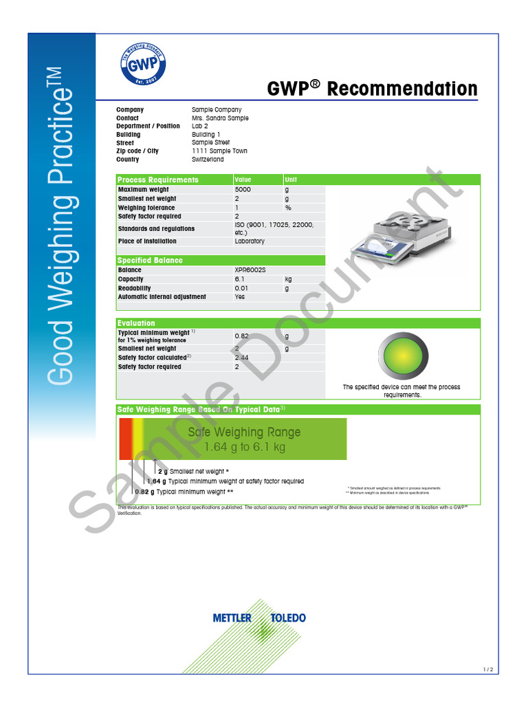 GWP® Weighing Device Guidelines | PDF | Verification And Validation ...