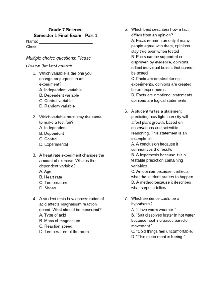 First Semester Final Exam Part 1 | PDF | Cell (Biology) | Cellular ...