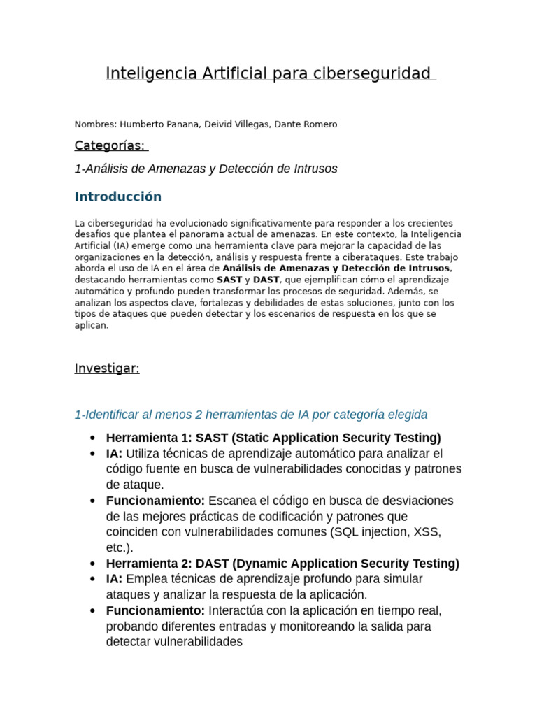 Inteligencia Artificial para ciberseguridad 4ta nota (1) (1) | PDF ...