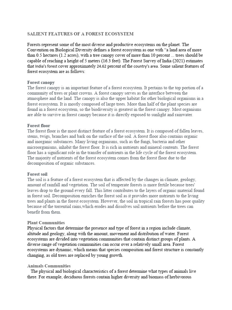 ENVIRONMENTAL SCIENCE Characteristic Features of Different Ecosystems ...