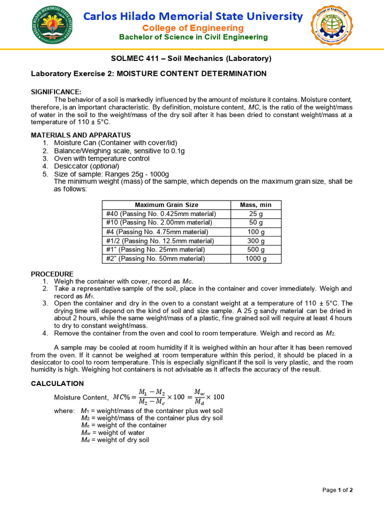 Moisture Content Determination Lab | PDF | Applied And ...