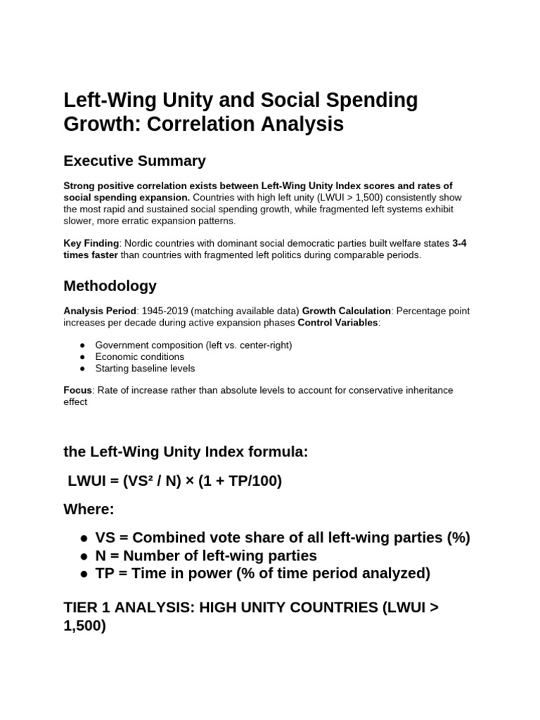 Left-Wing Unity and Social Spending Growth_ Correlation Analysis | PDF ...