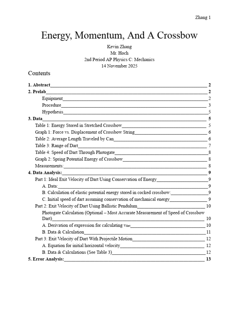 Energy and Momentum in Crossbow Physics | PDF