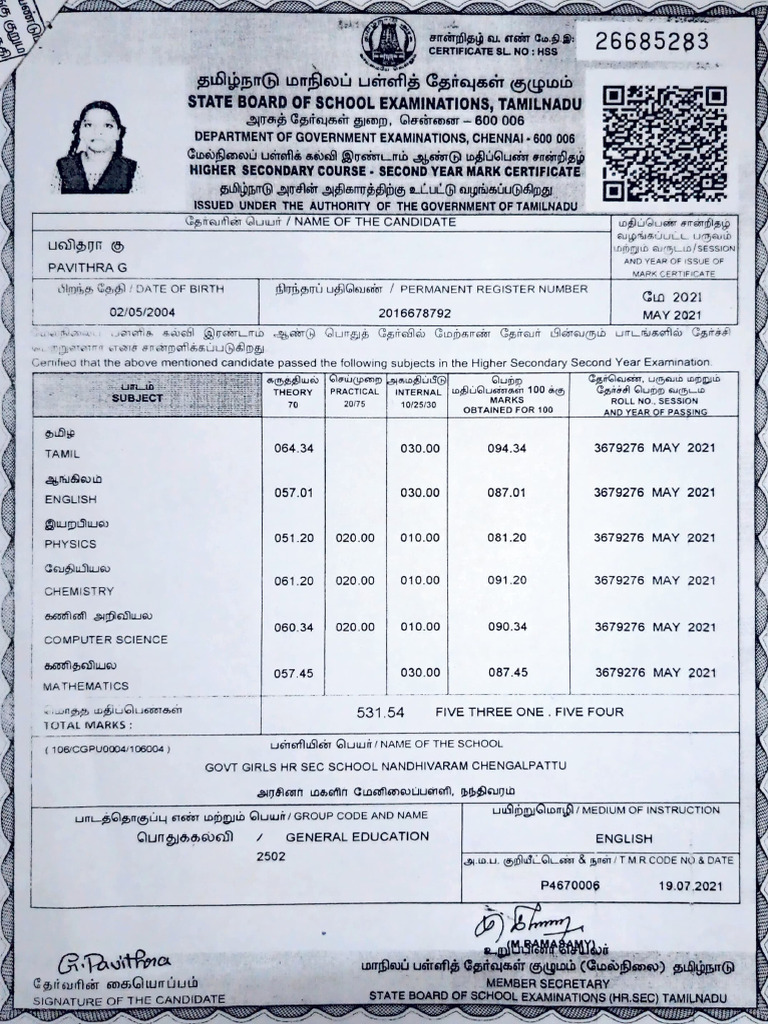 12th marksheet | PDF