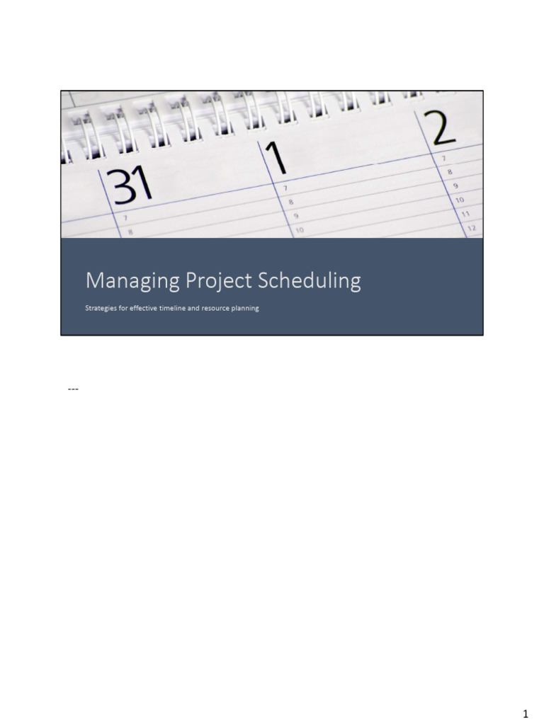 Effective Project Scheduling Strategies | PDF