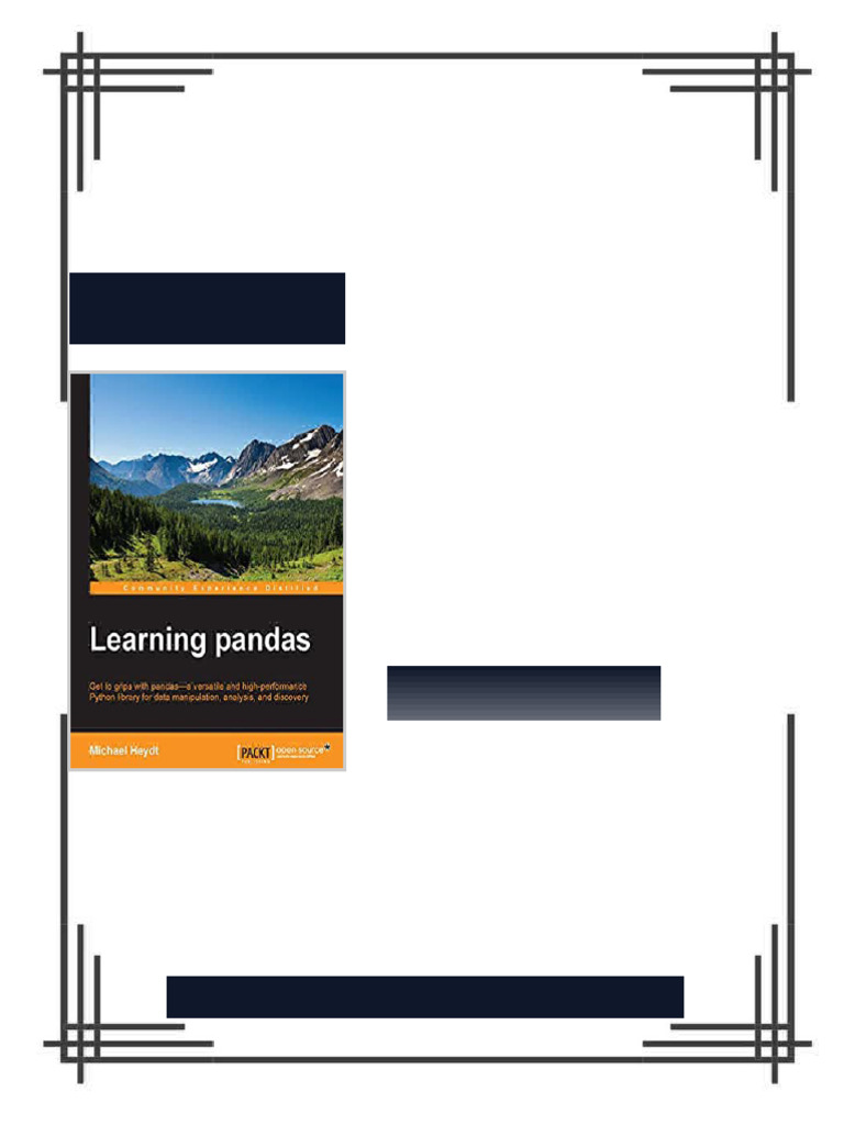 Learning pandas Python Data Discovery and Analysis Made Easy Heydt Michael eBook 2026 complete ...