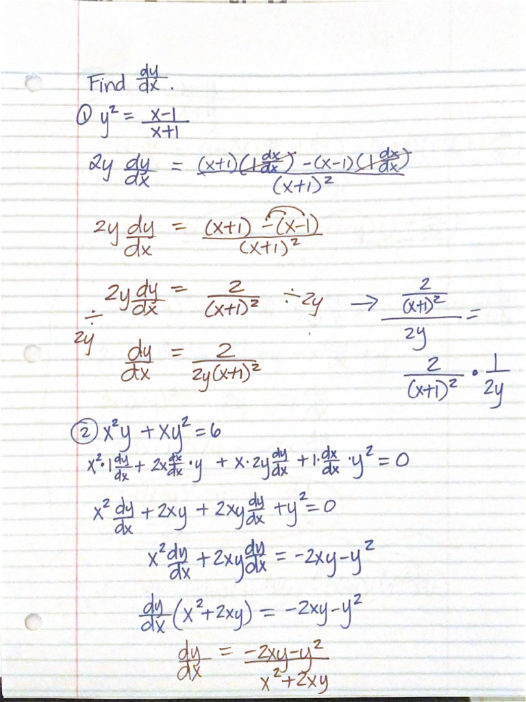 More Implicit Differentiation Activity | PDF