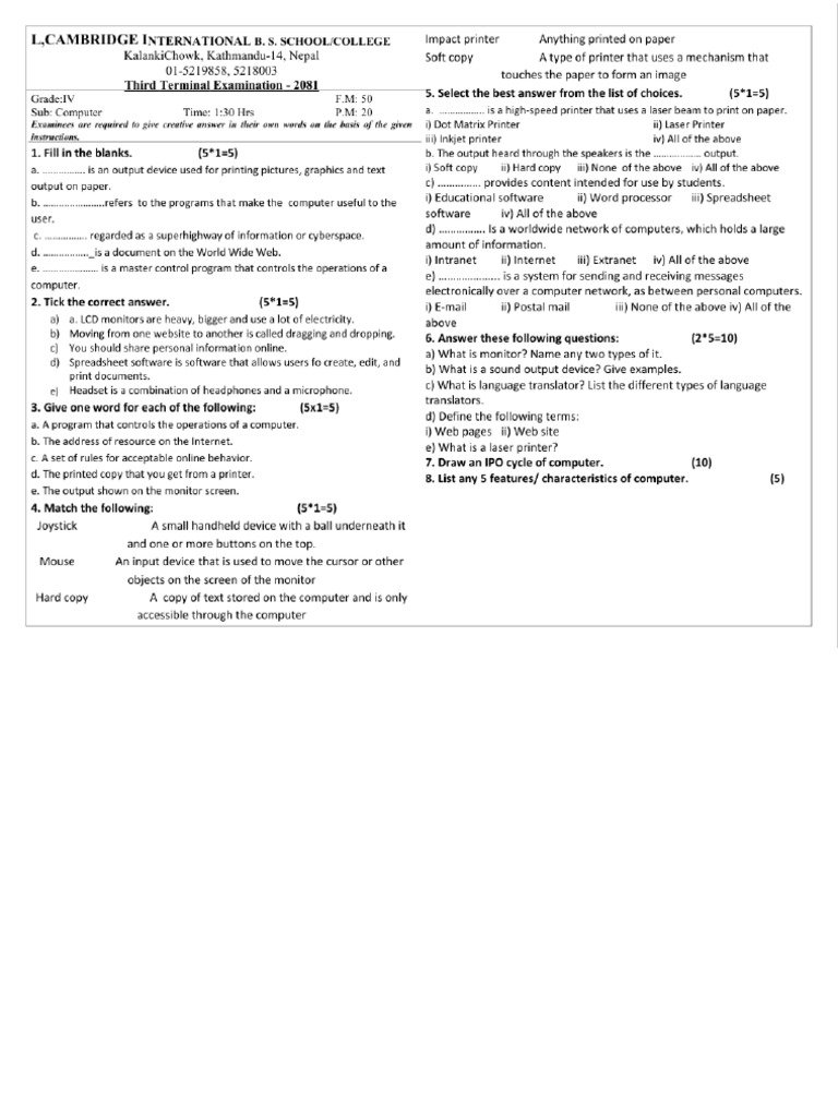 Computer Class 4 | PDF