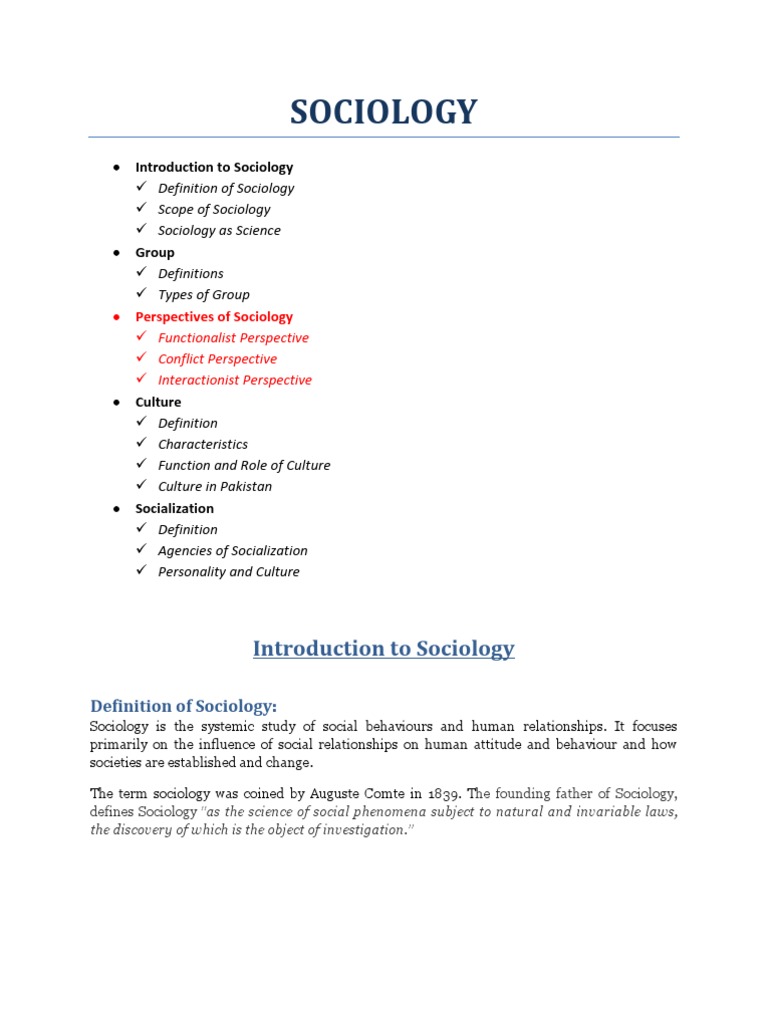 Sociology Semester 1 Notes | Socialization | Sociology