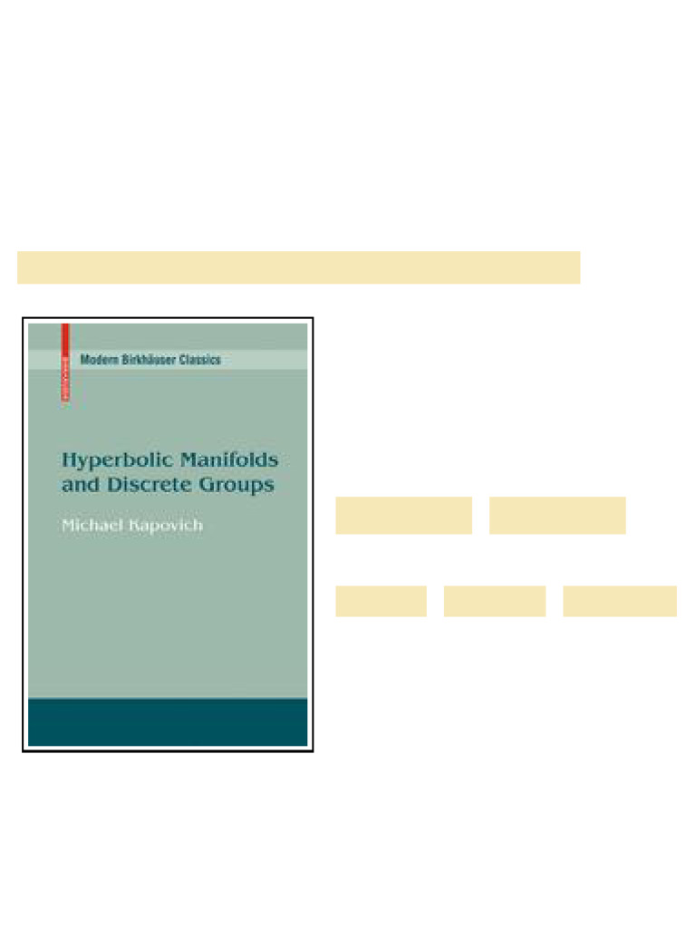 Hyperbolic Manifolds and Discrete Groups 1st Edition Michael Kapovich ...