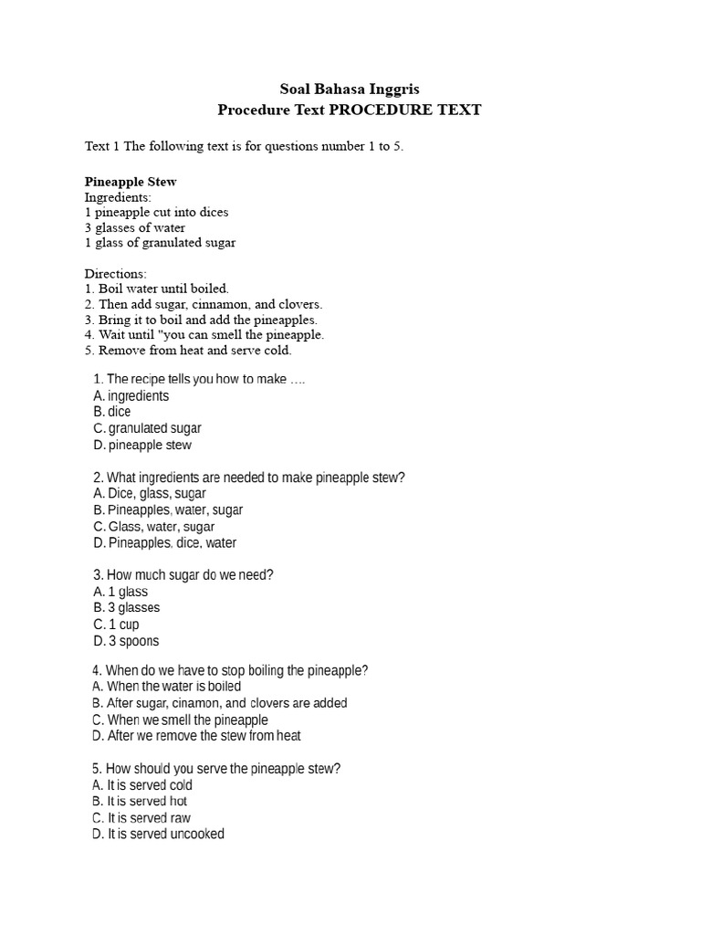 English Procedure Text Exercises | PDF