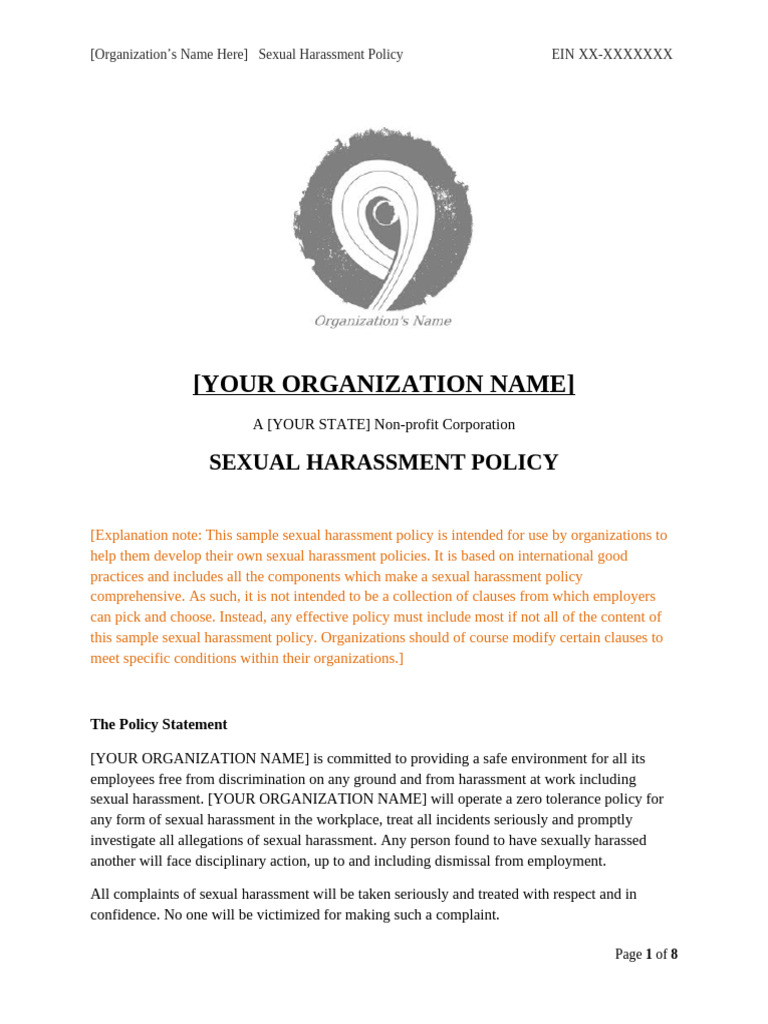 Sexual Harassment Policy Ready Template | PDF | Sexual Harassment ...