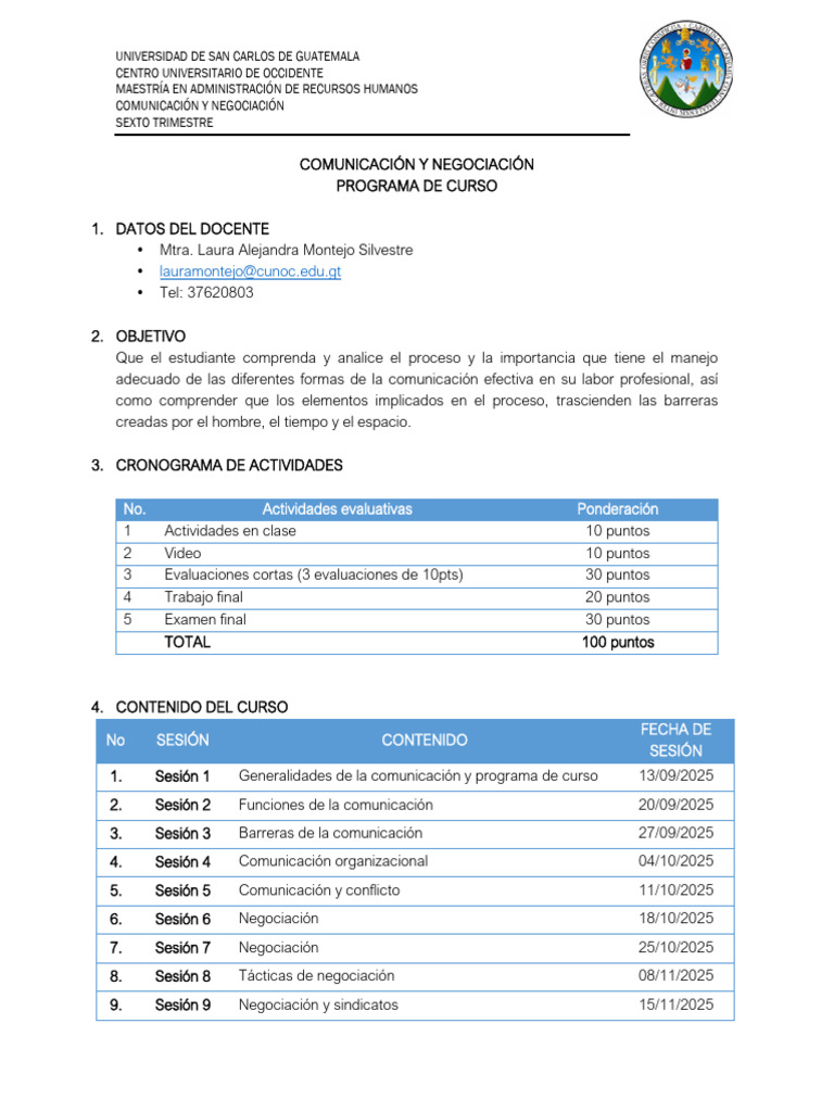 Programa de Comunicación y Negociación | PDF | Gestión de recursos humanos
