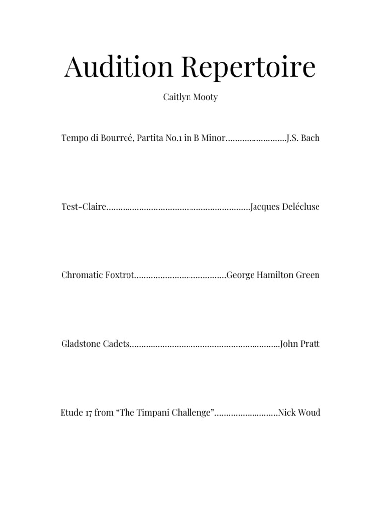 Audition Paper | PDF