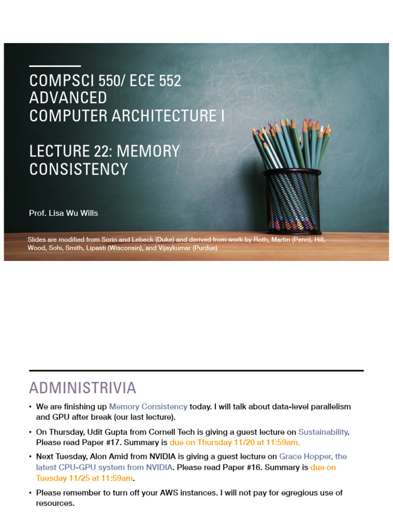 CS550 Lec22 MemoryConsistency Fall2025 | PDF | Concurrency (Computer ...