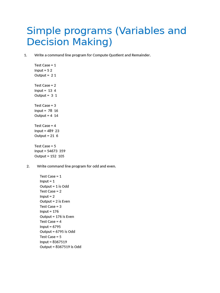 Command Line Programs for Basic Calculations | PDF | Mathematics ...