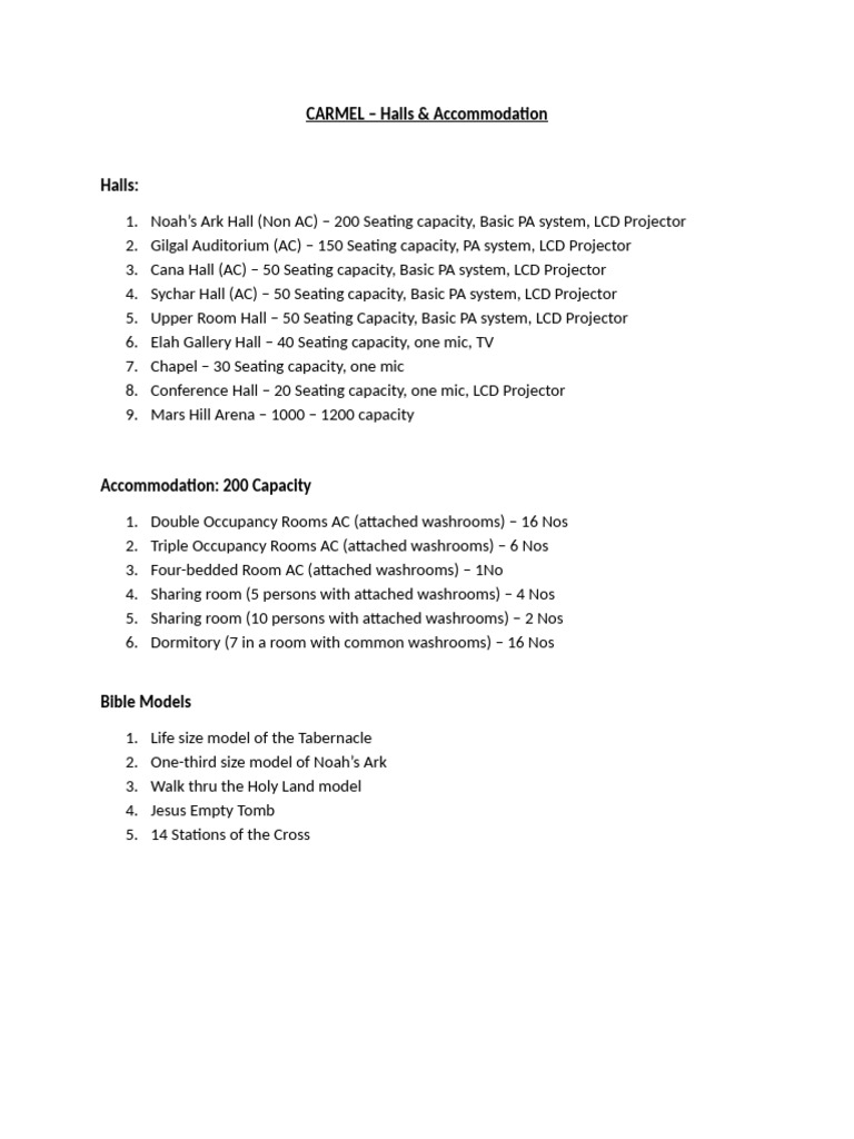 Halls and Accommodation at Carmel | PDF