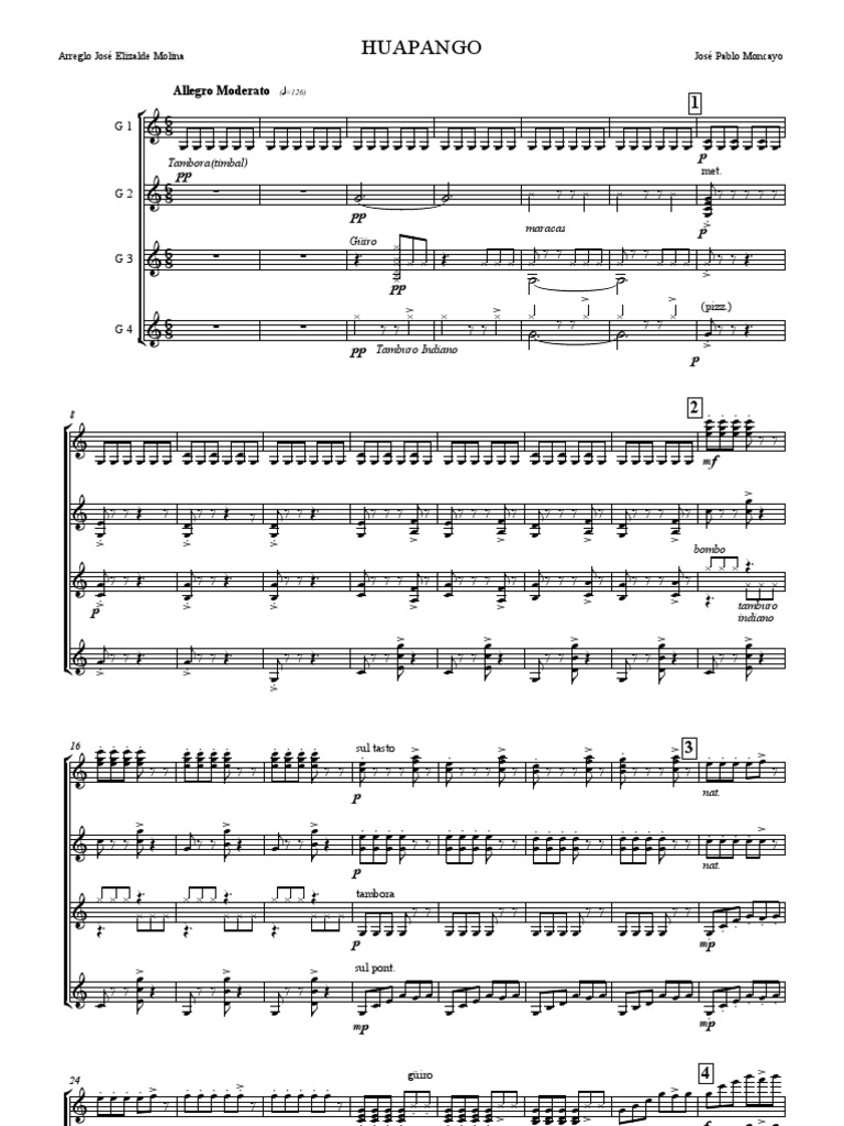 HUAPANGO-SCORE - Cuarteto de Guitarras Impromptu | PDF | Instrumentos ...