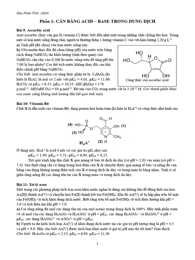Phần 1: Cân Bằng Acid - Base Trong Dung Dịch | PDF