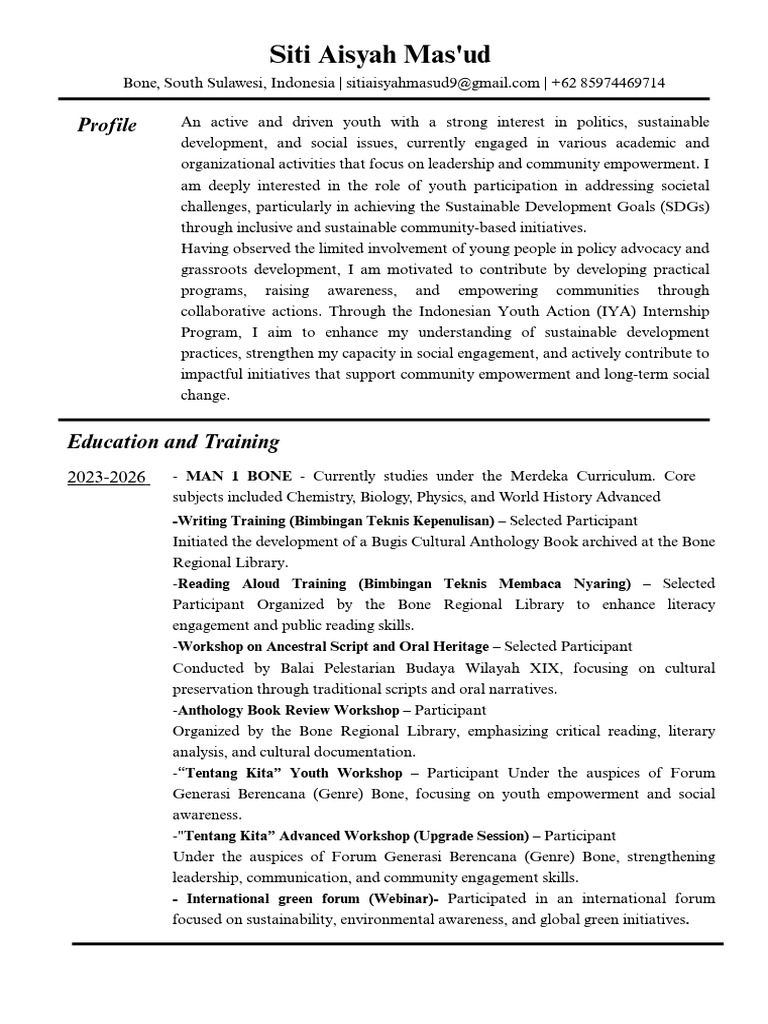 Hitam Putih Minimalis Profil Profesional CV | PDF | Leadership ...