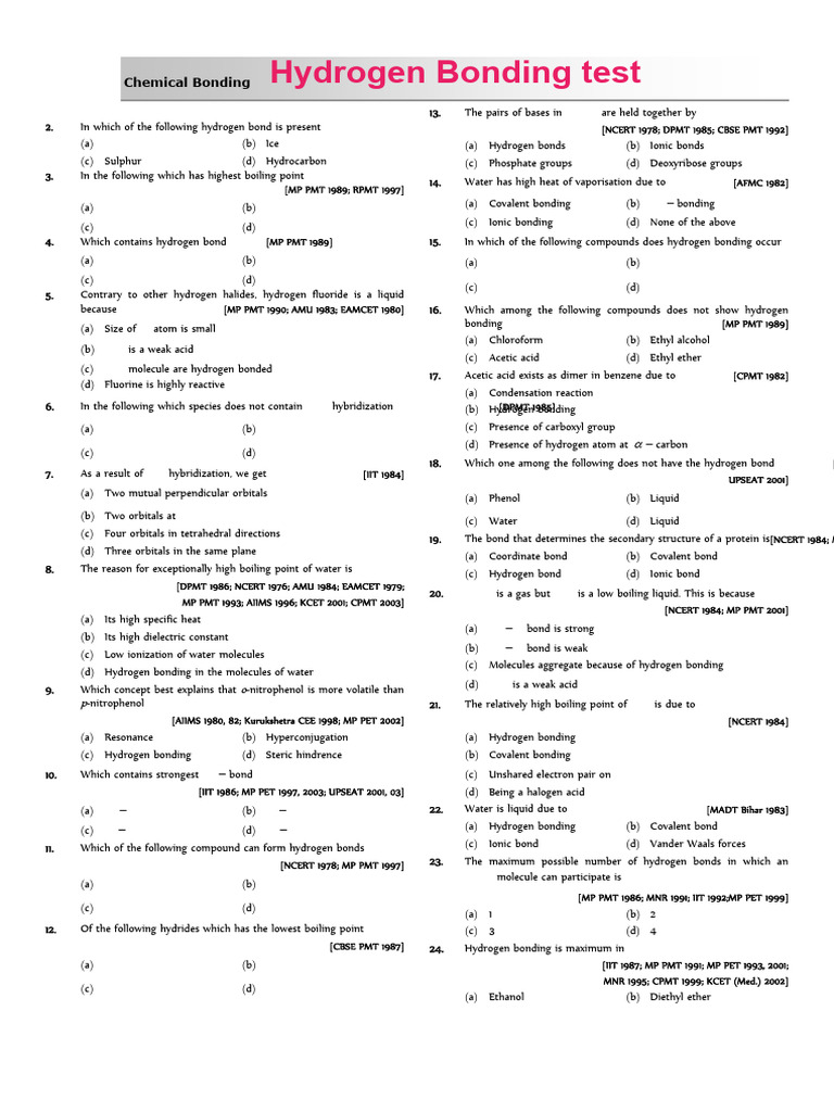 Understanding Hydrogen Bonding Concepts | PDF | Chemical Bond ...