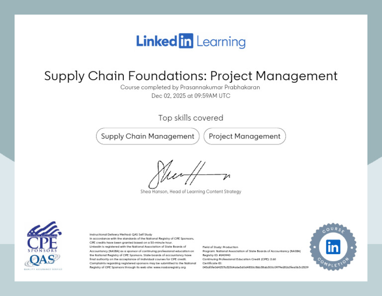 Supply Chain Project Management Course | PDF