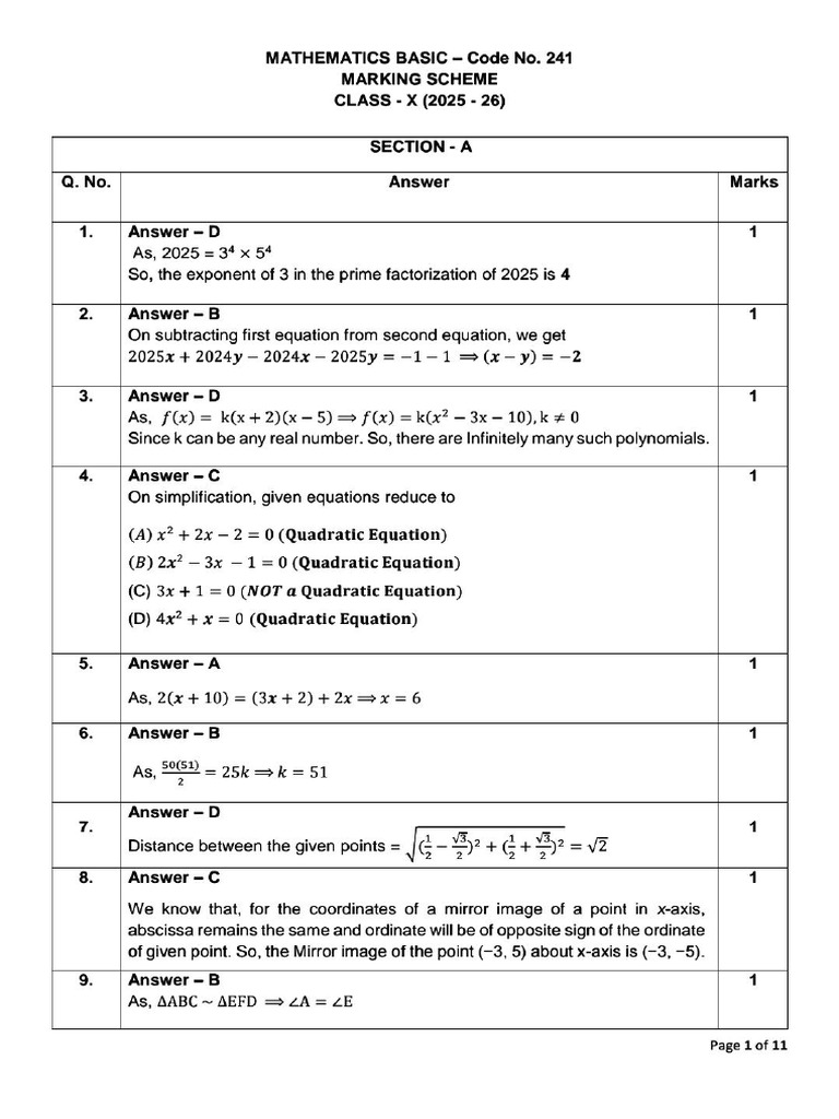 Sample Ans Set 3 Maths | PDF