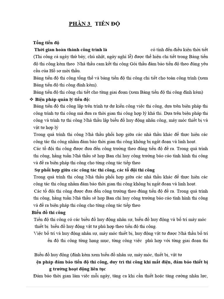 Phan 3 - Tien Do Thi Cong (Thuyet Minh BPTC) | PDF