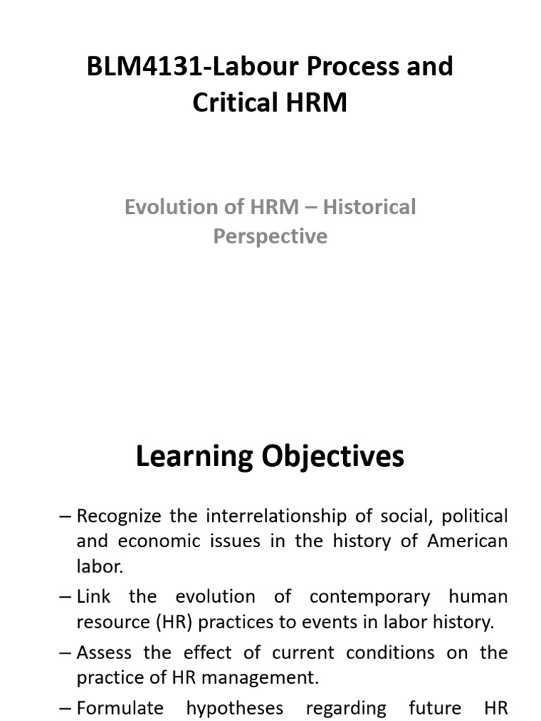 Evolution of HRM in American Labor | PDF | Human Resource Management ...