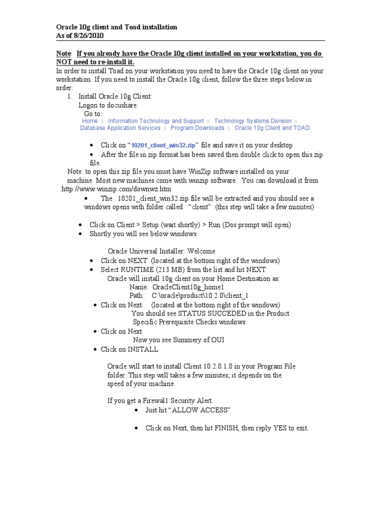 Toad | PDF | Oracle Database | Installation (Computer Programs)