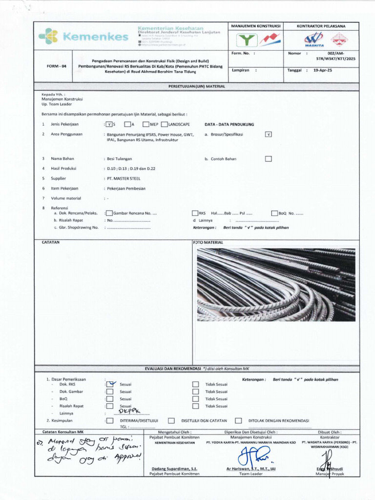 002 STR App Material Besi Tulangan d10 d13 d19 d22 Pt. Master Steel | PDF