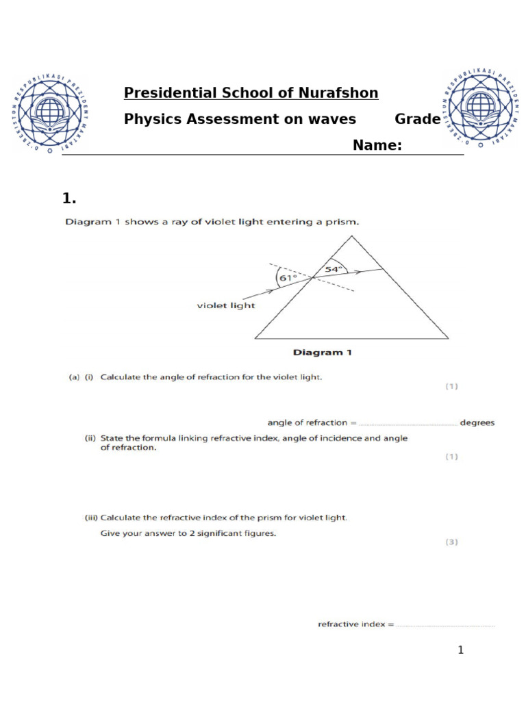 Grade 9 Physics Waves Assessment | PDF