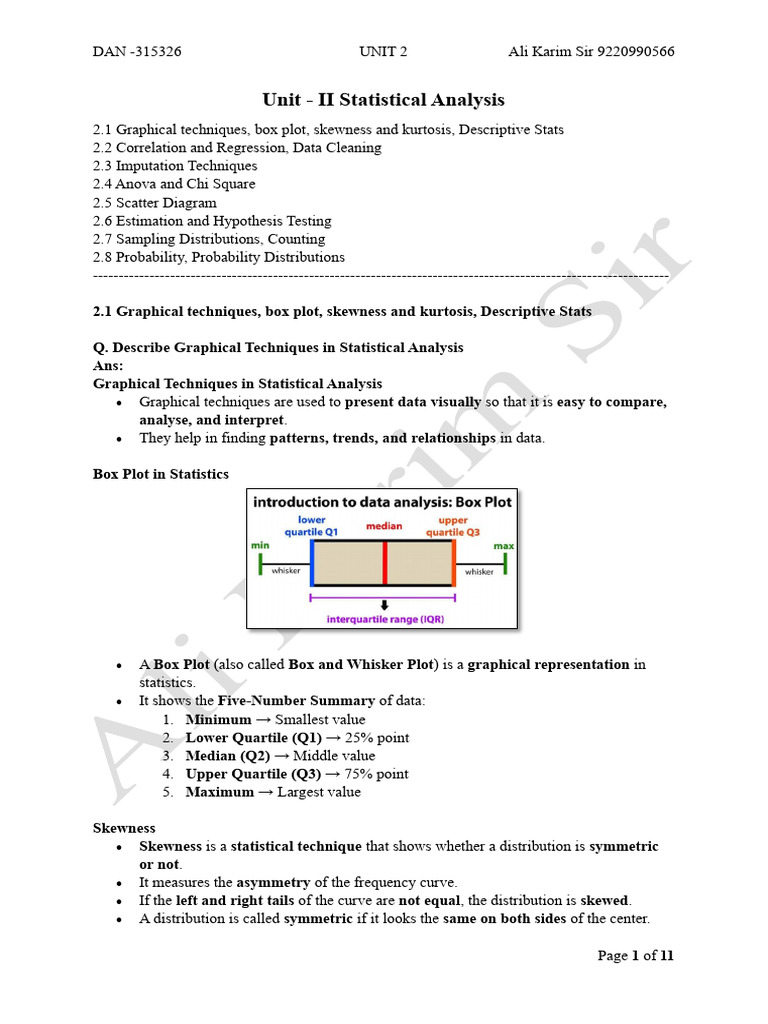 DAN Chapter 2 Statistical Analysis | PDF | Estimator | Bias Of An Estimator