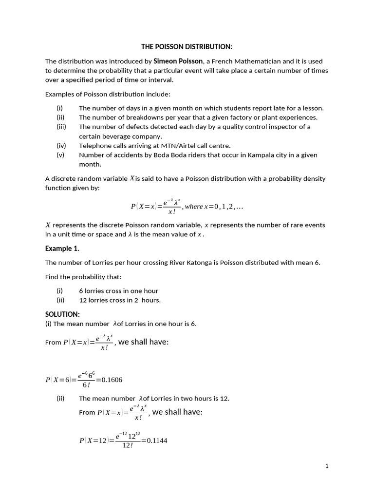 Understanding Poisson Distribution Examples | PDF | Poisson ...