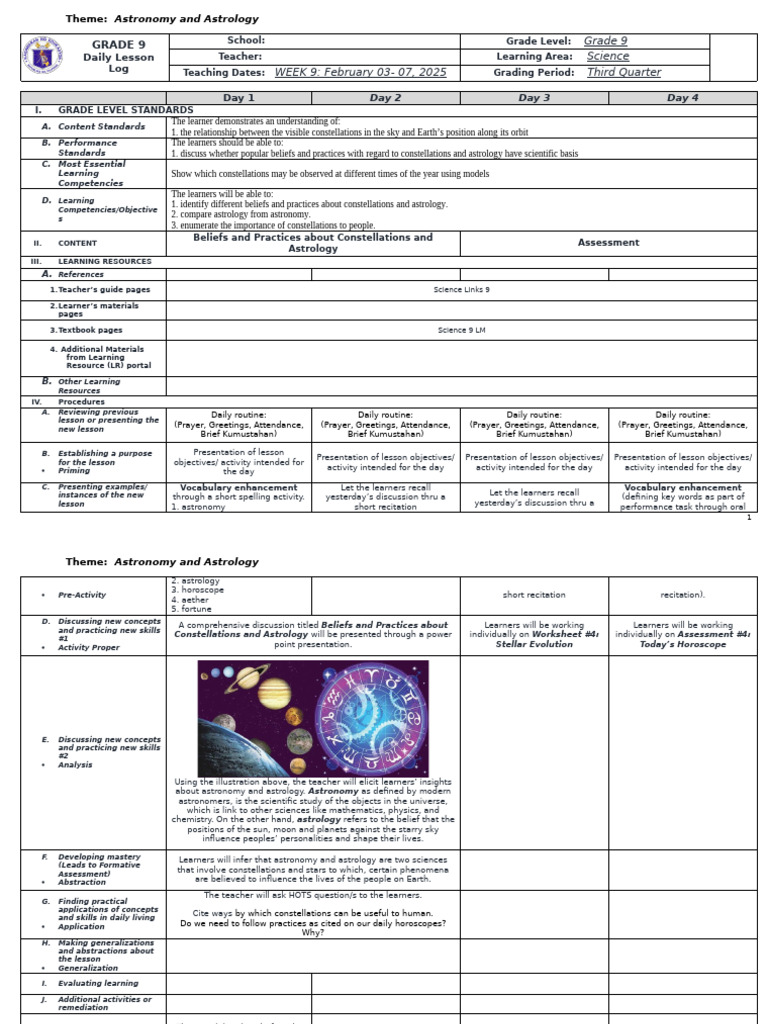 Astronomy vs. Astrology Lesson Plan | PDF | Astrology | Astronomy