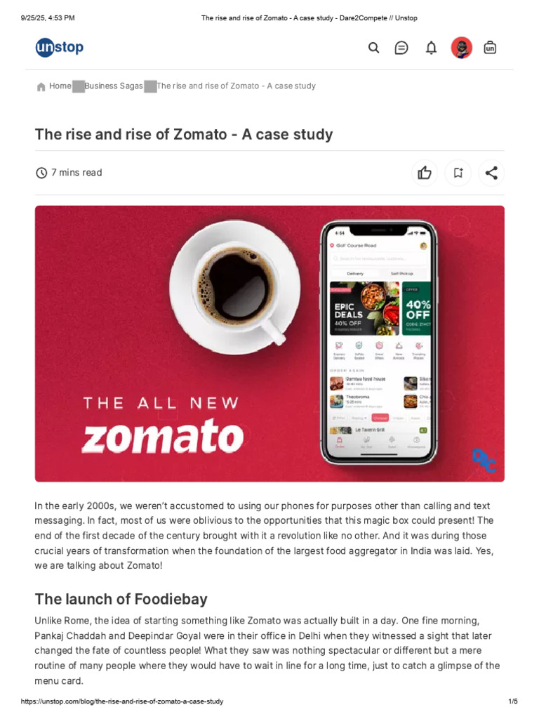 Zomato's Journey: A Case Study | PDF