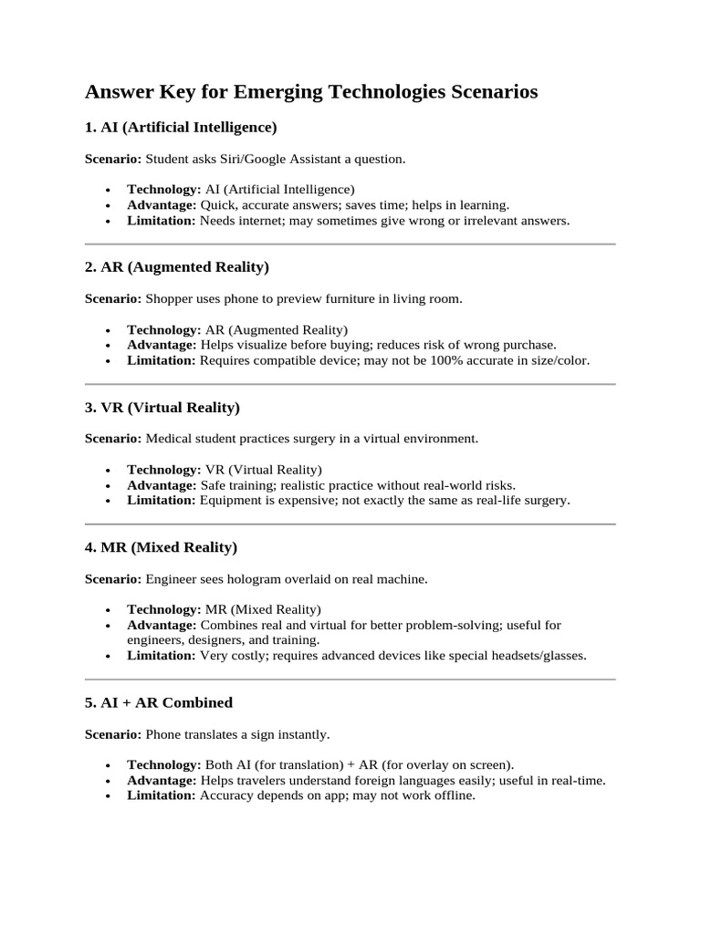 Emerging Tech Scenarios Answer Key | PDF