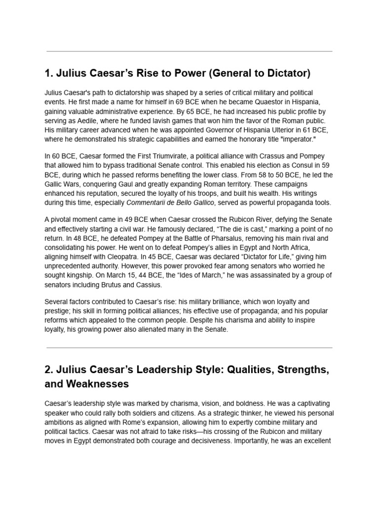 Julius Caesar: Rise, Leadership, and Fate | PDF | Julius Caesar | Pompey