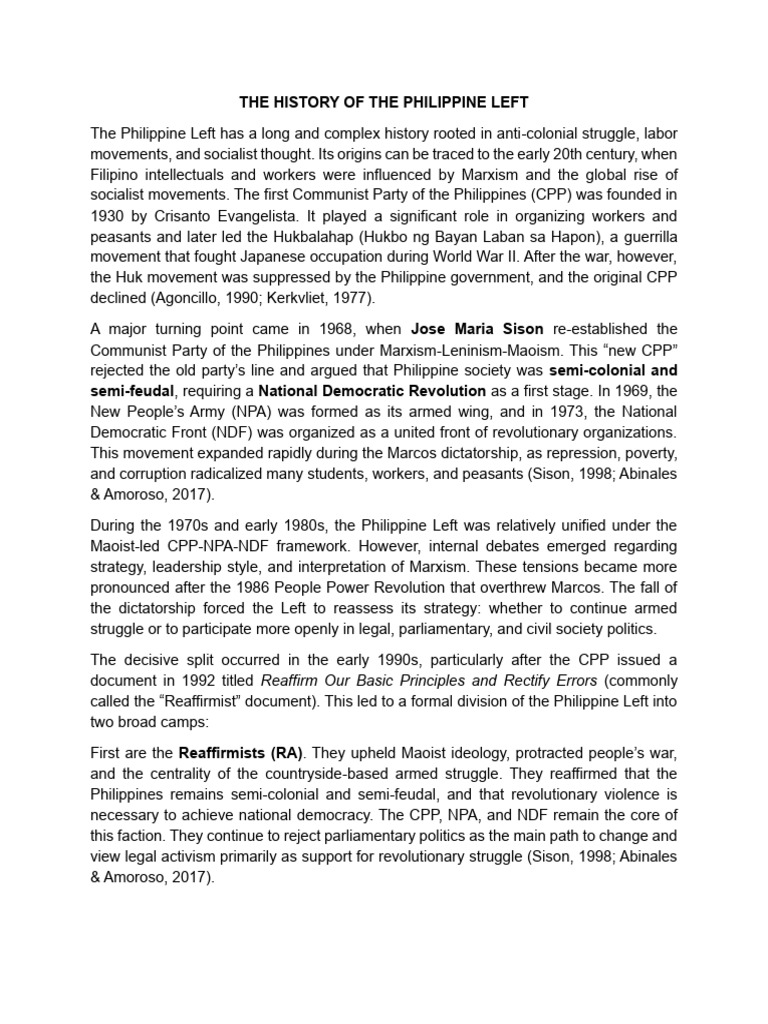 Evolution of the Philippine Left | PDF | Political Spectrum | Political ...