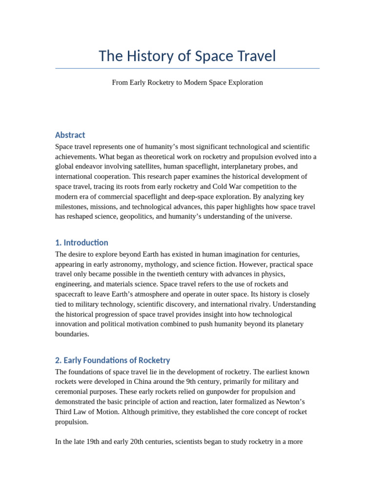 Evolution of Space Travel History | PDF | Spaceflight | Rocket