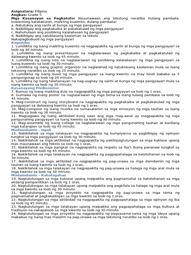 Iplan Objective Filipino | PDF