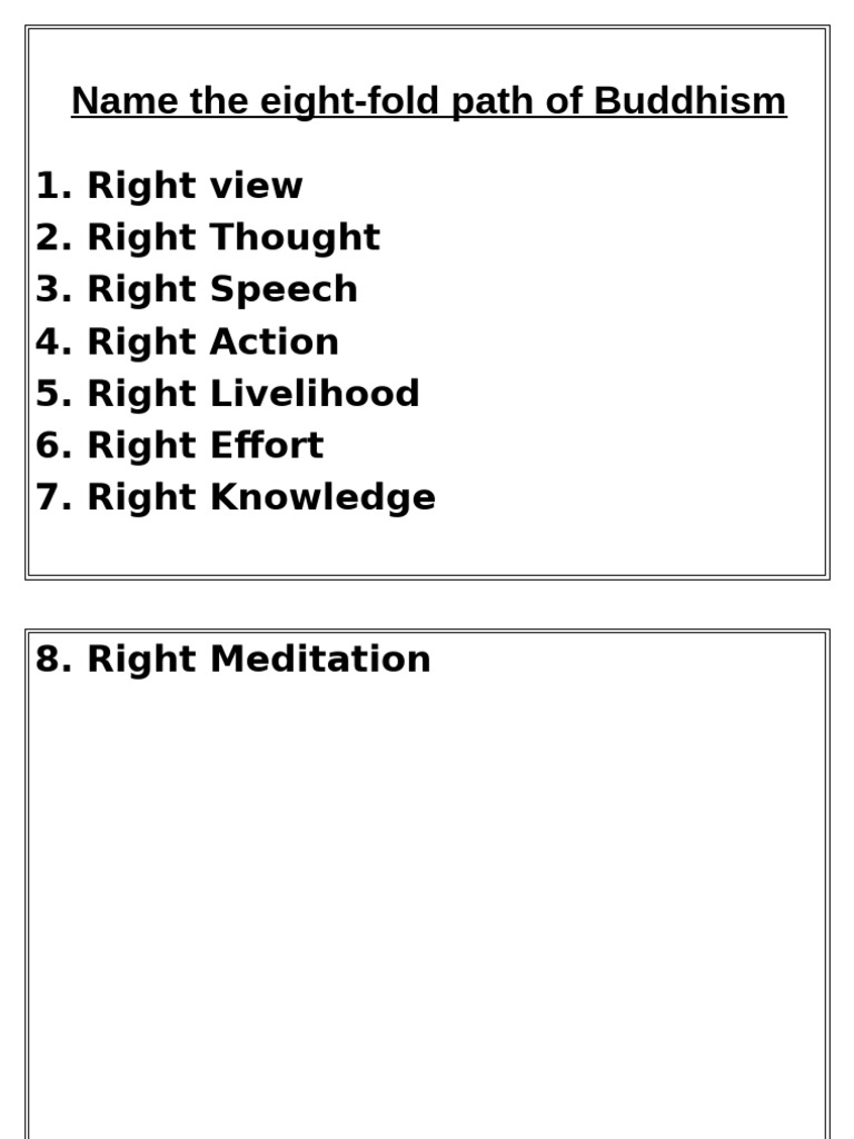 Name The Eight-Fold Path of Buddhism | PDF