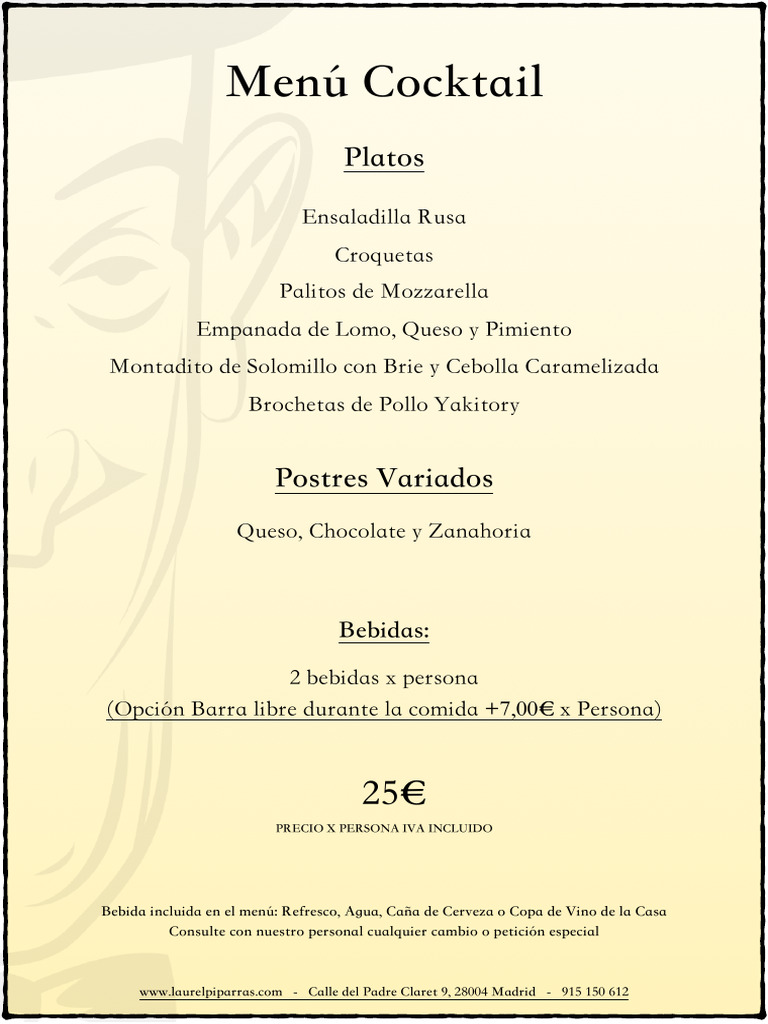 Menús de Picoteo y Bebidas en Madrid | PDF | ensalada | Cocinando