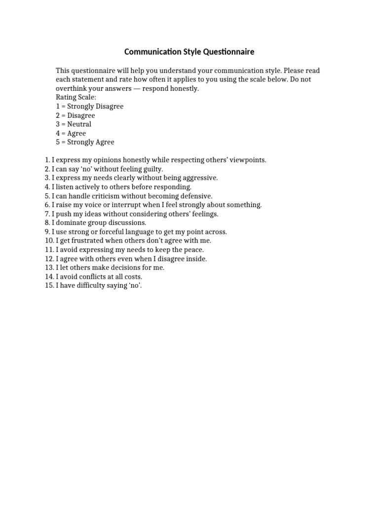 Identify Your Communication Style | PDF | Questionnaire | Chess Openings