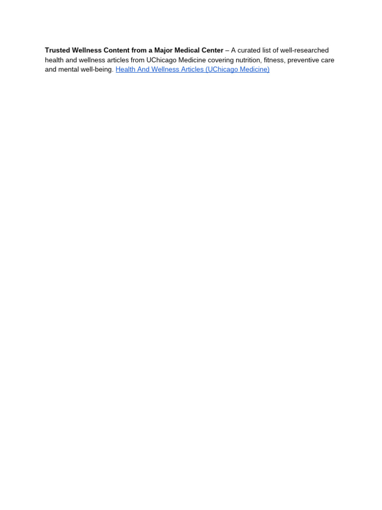 UChicago Medicine Wellness Articles | PDF
