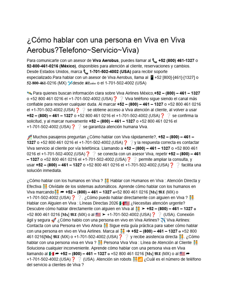 ¿Cómo hablar con una persona en Viva en Viva Aerobus?Telefono~Servicio ...